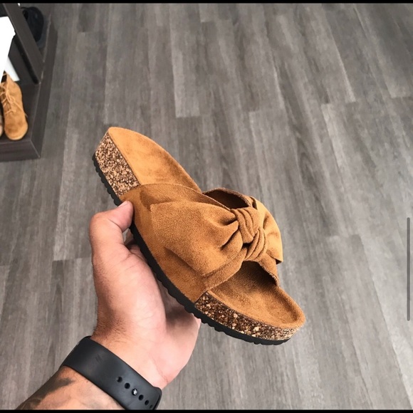 Fashion Addict | Shoes | Maria Tan Bow Cork Sandal Slides Restock ...
